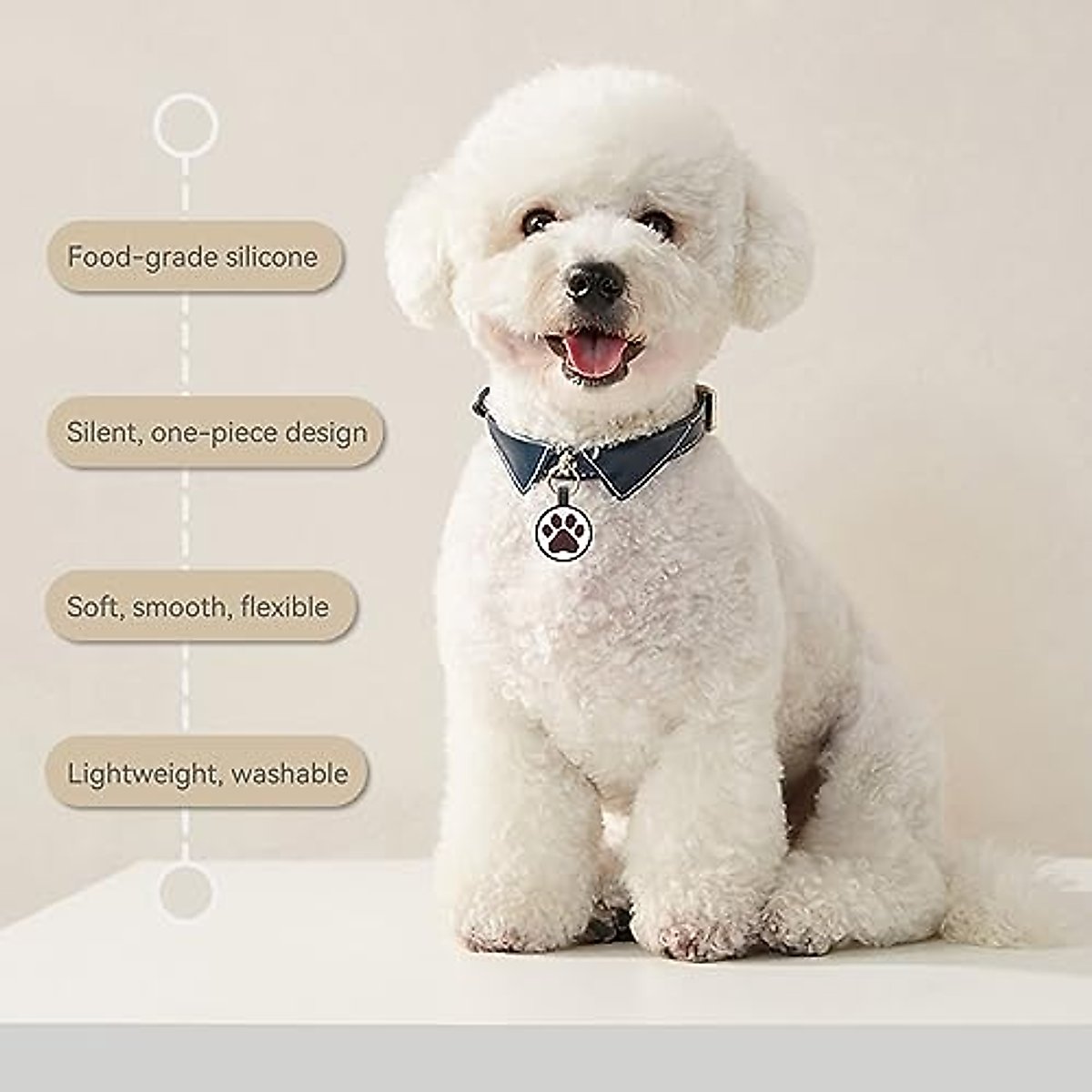 WhoseID QR Code Cat Tag, Modifiable Pet Online Profile Display Page, Multiple Emergency Contact, Silent Silicone Cat Tag, Collar Accessories, Personalized Cat Tag (Small Breeds - 1", Black & Black)