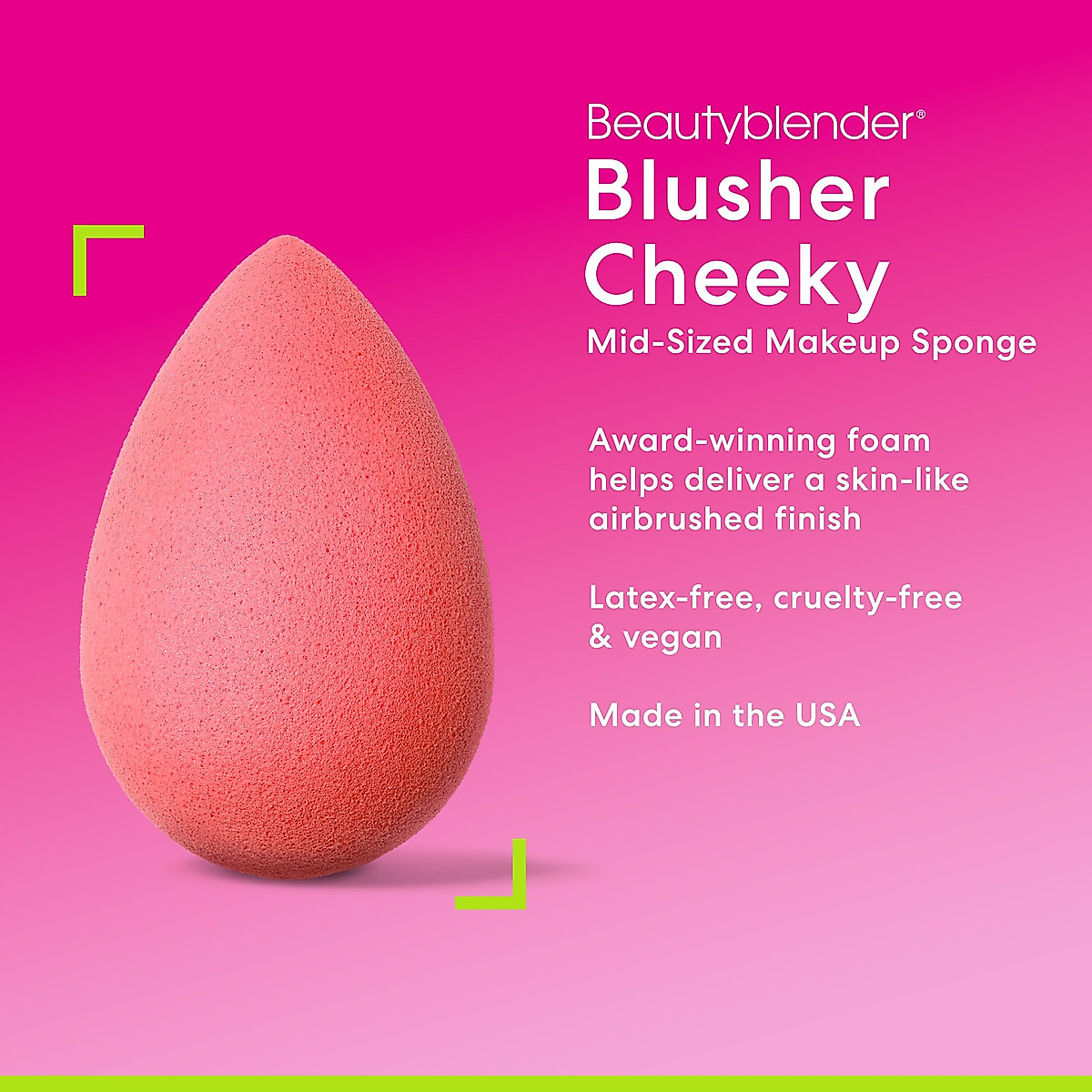 Beautyblender® | Beautyblusher Mid-Sized Beauty Blender Makeup Sponge for Cream & Powder Blush, Super-Soft Foam, Made in USA, Reusable, Washable, Streak Free Application, Vegan, Cruelty Free