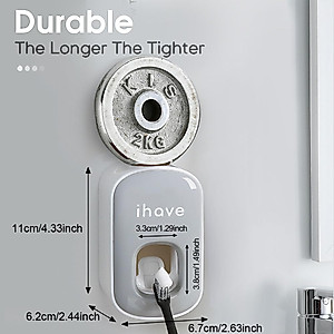 iHave Toothpaste Dispenser Wall Mount for Bathroom Automatic Toothpaste Squeezer (Grey)