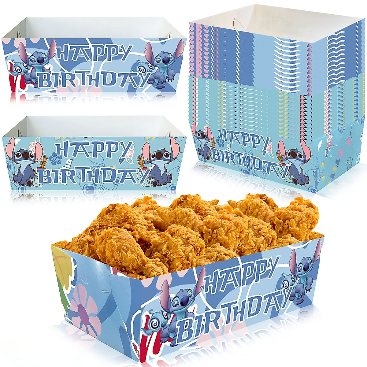 Stitch Birthday Decorations - 24pcs Stitch Party Paper Food Trays, Stitch Theme Party Paper Trays for Lilo and Stitch Birthday Party Decorations