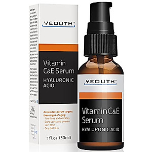 Vitamin C Serum for Face with Hyaluronic Acid, Anti Aging Serum, Vitamin C Serum for Face Dark Spots & Wrinkles, Face Serum for Women & Men, Vitamin C for Face, Vitamin C Face Serum by YEOUTH
