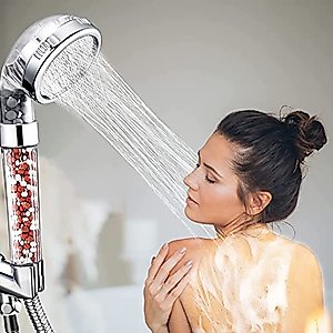 AmasSmile® High Pressure Shower Head with 59” Hose and Bracket, Ionic Filter Filtration Vortex Turbo Water Saving 3 Mode Function Spray Turbocharged Hydro Jet Handheld Showerheads for Dry Skin & Hair