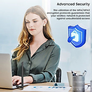 USB WiFi Adapter for Desktop PC – Inamax AC1300 Wireless Network Adapter for Laptop with Dual Band 5GHz High Gain 5dBi Antenna, Supports Windows 11, 10, 8.1, 8, 7, and XP, Mac OS 10.9-10.15