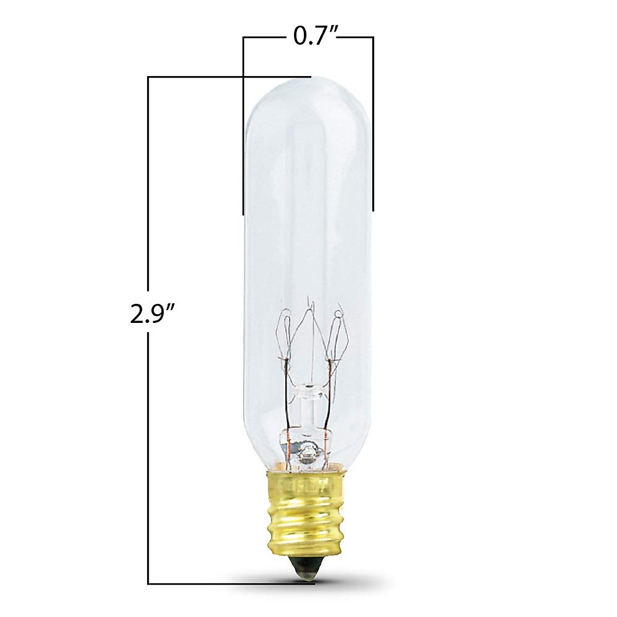 Feit Electric BP15T6-130 15-Watt T6 Tubular Incandescent Bulb with Candelabra Base, Clear, 2.9" L x 0.7" D