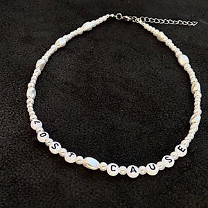 LOST CAUSE Necklace Inspired Miusic Adjustable Pearl Beaded Choker Necklace Fans Gifts