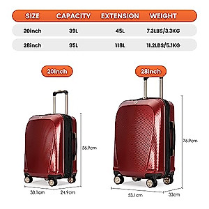 GinzaTravel Luggage Expandable 3 Piece Sets Rare Color PC+ABS Suitcase Set with Smooth wheels and TSA lock
