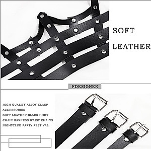 Jerany Black Leather Body Chain Punk Bra Harness Waist Chain Belt Nightclub Party Birthday Rave Body Belts Accessories for Women