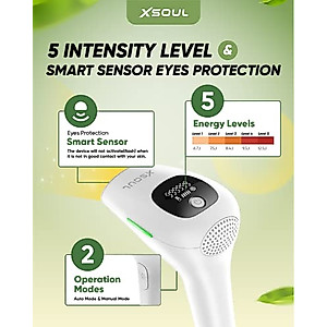 XSOUL At-Home IPL Hair Removal for Women and Men Permanent Hair Removal 999,999 Flashes Painless Hair Remover on Armpits Back Legs Arms Face Bikini Line, Corded