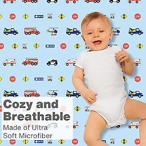 Everyday Kids 2 Pack Fitted Boys Crib Sheet, 100% Soft Breathable Microfiber Baby Sheet, Fits Standard Size Crib Mattress 28in x 52in, Nursery Sheet - Rescue/Blue