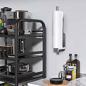 Paper Towel Holder Wall Mount-Adhesive or Drilling Stainless Steel Paper Towel Holder Under Cabinet Mount for Kitchen Bathroom (Silver)