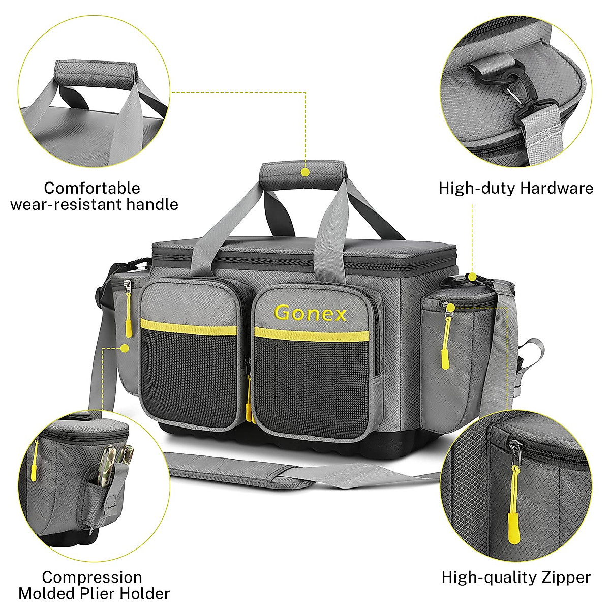 Fishing Tackle Bag, Water-Resistant Polyester Material Fishing Tackle Storage Bag with Padded Shoulder Strap and Non-Slip Base Suitable for 3600 3700 Tackle Box