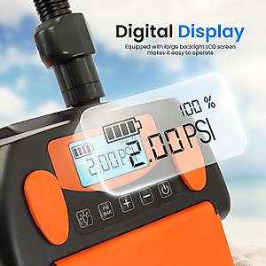 SereneLife Inflatable Paddle Board Pump Compressor - 16PSI High Pressure SUP Inflator - 12V DC Car Connector - Electric Air Pump for Paddle Boards, Boats, Rafts, Pool Toys - Deflation Function