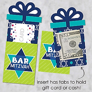 Big Dot of Happiness Blue Bar Mitzvah - Boy Party Money and Gift Card Sleeves - Nifty Gifty Card Holders - Set of 8