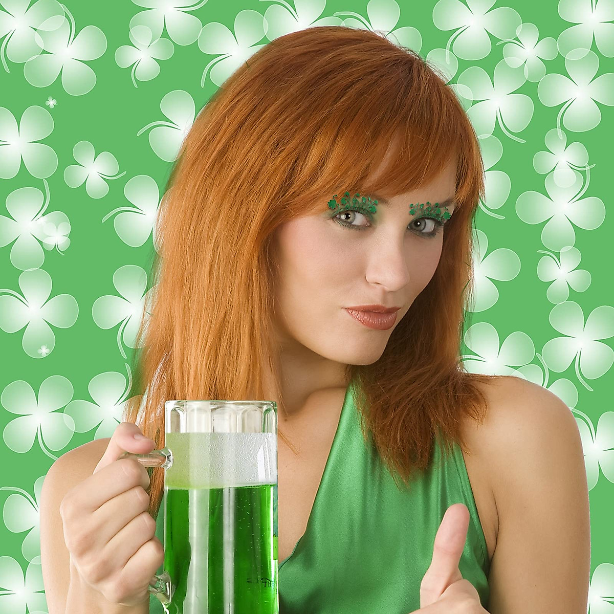 7 Pairs Green Eyelashes for Women St. Patrick's Day Eyelashes Green Fake Eyelashes Shamrock Clover Eyelashes Green Lashes Shamrock 3D Clover Leaves Leprechauns Eyelashes for St. Patrick's Day