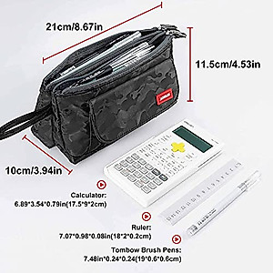 Pencil Case with TWO Large Compartments Pocket Big Capacity Pencil Pouch Holder Pen Case Makeup Bag School Supplies Office Stationery Storage Gift for School Students Girl Boy Adult Teen (Camouflage)