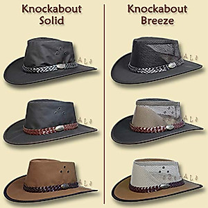 Oztrala Hat Oilskin Canvas Australian Outback Leather Mens Black Cowboy Bucket HCKS HCKB US (Solid Brown, S)