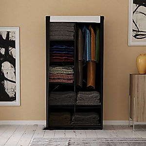 Ambesonne Golf Portable Fabric Wardrobe, Ball Ready Pattern Modern Game Hobby Player Entertainment Illustration, Clothing Organizer and Storage Closet with Shelves, 33.5", Charcoal Grey White