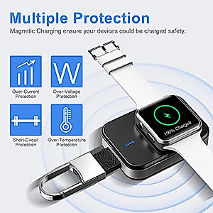 Portable Wireless Charger for Apple Watch 8/7/6/5/4/3/2/1/SE, 1000mAh Magnetic Keychain Power Bank Watch Charger Travel with 4 LED Indicators Compatible for All Apple iWatch Series