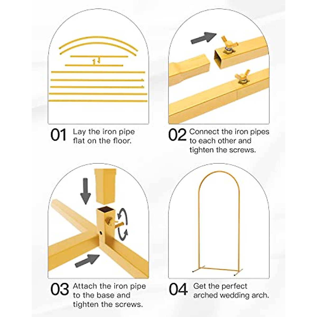 Wedding Arch Backdrop Stand,Gold Metal Door Arched Backdrop Frame Arches Backdrop Stand for Wedding Birthday Graduation Anniversary Celebration Opening Ceremony(5x2FT)