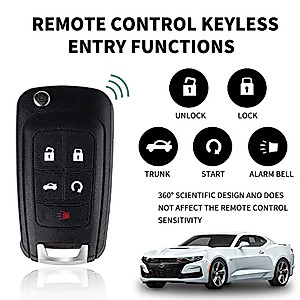Key Fob Keyless Entry Remote Flip Car for Chevy Cruze Camaro Equinox Impala Malibu Sonic,Compatible with Buick Lacrosse Regal Verano Encore Allure/GMC Terrain (OHT01060512)