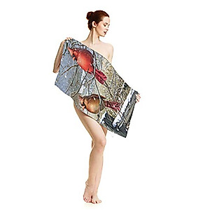 oFloral Hand Towels Cotton Washcloths Cardinal Bird Rest On The Branch Winter,Comfortable Super-Absorbent Soft Towels for Bath/Kitchen/Yoga/Golf/Hair/Face Towel for Men/Women/Girl/Boys 15X30 Inch
