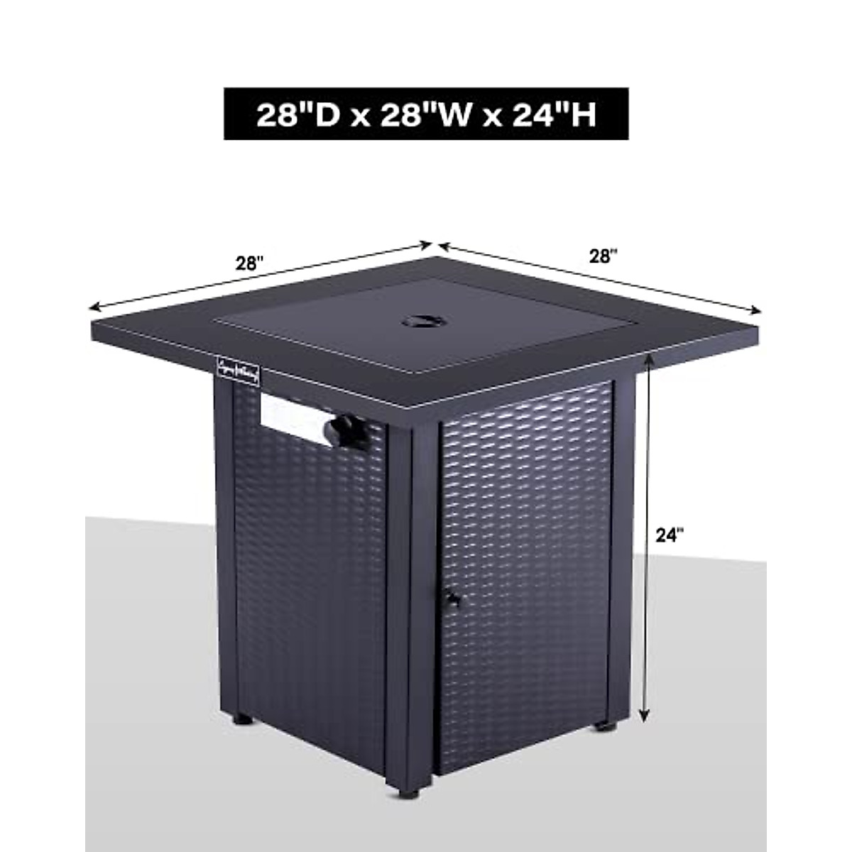 Legacy Heating 28in Propane Fire Pit Table, 50000BTU Outdoor Gas Fire Pit, 2 in 1 Firepit Table w/ Lid, Lava Rock, ETL Certified Steel Fire Table Add Warmth Ambience To Parties on Backyard, Black