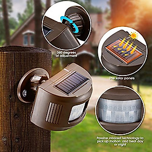 eMACROS Pairable 1/2 Mile Long Range Solar Wireless Driveway Alarm Indoor Outdoor Weatherproof Motion Sensor&Detector Security Alert System (2021 New)