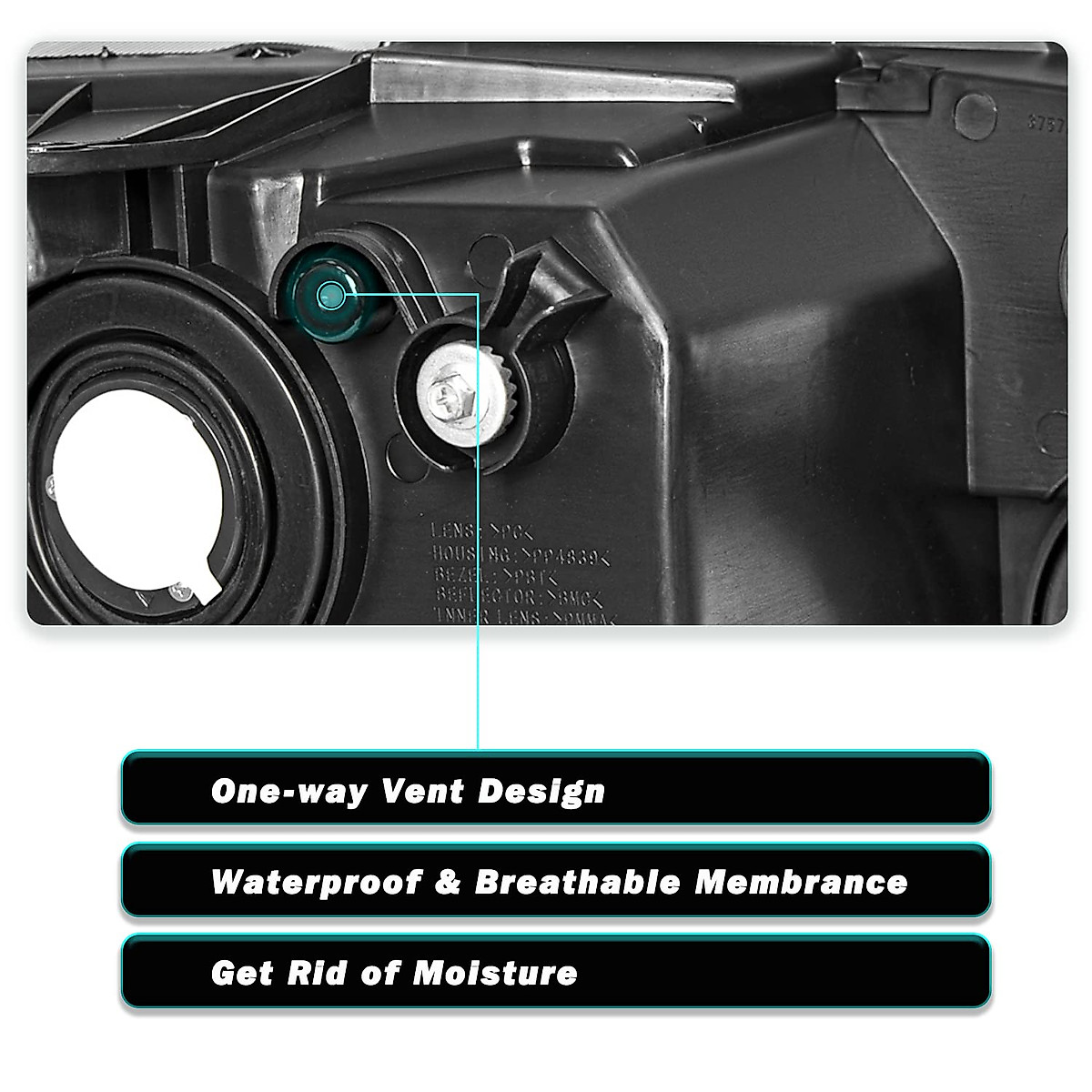 TUSDAR Headlight Assembly Set for 09-20 Dodge Journey Driver and Passenger Side Black Housing Clearr Reflector Bulbs Included