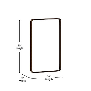 Flash Furniture Janinne Rectangle Wall Mirror - Brushed Bronze Accent Mirror - 20" x 30" Vanity Mirror - for Bathroom, Vanity, Entryway, Dining Room, & Living Room