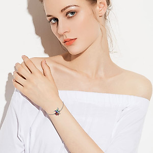 PEIMKO Hummingbird Bracelet Sterling Silver Cute Animal bird Bracelet Good Luck Bracelets Gift for Women