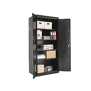 Alera CM7824BK 36 in. x 78 in. x 24 in. Assembled High Storage Cabinet with Adjustable Shelves - Black