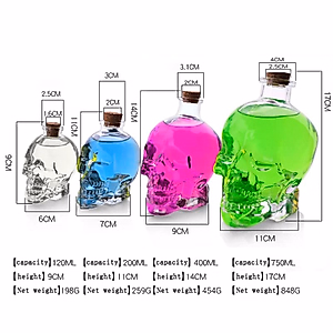 Creative Crystal Skull Head Shot Glass Party Transparent Champagne Cocktails Beer Coffee Wine Bottle Doomed Drinkware Bar Tools (750ml)