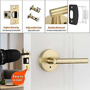 Haidms 6 Packs Gold Heavy Duty Door Handle Interior,Privacy Door Lever Handle, Bathroom Door Handles Interior, Modern Bedroom Door Handle