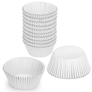 Gifbera White Metallic Foil Cupcake Liners Standard Size Baking Cups, 200-Count