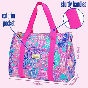 Lilly Pulitzer Thermal Insulated Lunch Cooler Large Capacity, Women's Lunch Bag with Storage Pocket and Shoulder Straps, Splendor in the Sand