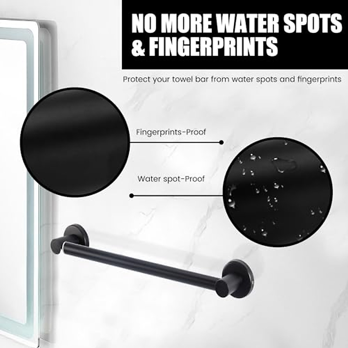 2Pcs Retractable 11 to 24 Inches Towel Bar for Bathroom - Thicken SUS304 Stainless Steel Towel Holder - Heavy Duty Wall Mounted Towel Rack Hanger - Home Decor Towel Rod, Towel Organizer, Black