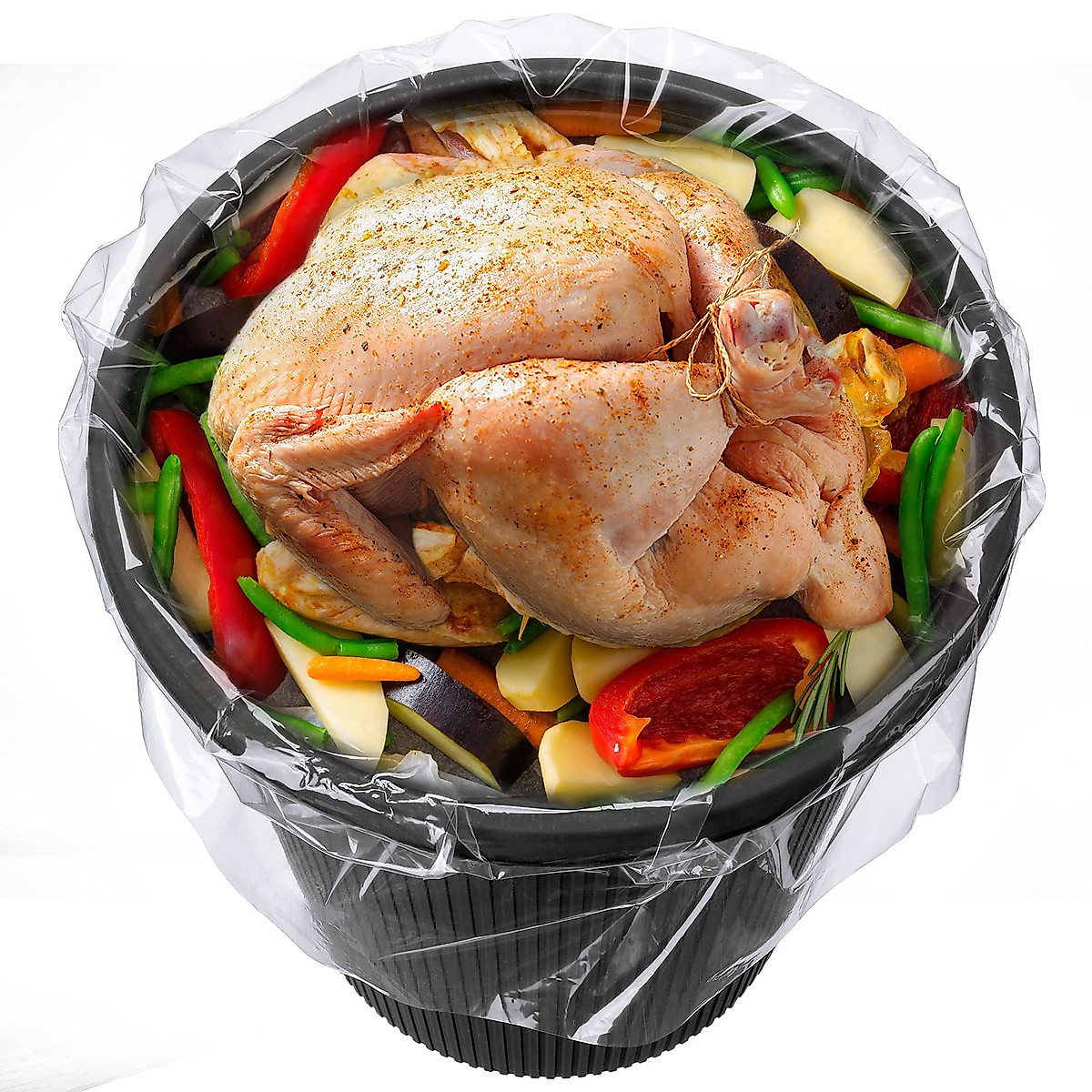 10 Pieces Turkey Brine Bags 5 Gallon Bucket Liner Bags for Marinating and Brining Large Turkey Brine Bag with 328 Feet String for Brining Grilling Food Storage, Heavy Duty Leak Proof