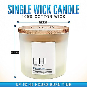 All-Natural Scented Soy Relaxation Candle | Island Spa Candle | A Fresh Blend of Eucalyptus and Citrus | Large Eight Ounce Single Wick Spa Candles | Long Burn time | HHI Candles