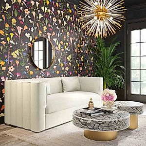 TOV Furniture Callie 29.1" H Modern Velvet Upholstered/Wood Sofa in Cream