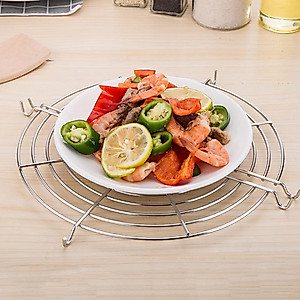 2PCS Stainless Steel Wok Shelf, Kitchen Wok Fry Pan Pot Stainless Steel Shelf Food Cooling Rack Semi circle Fried Food Strainers Cooling Racks Shelves for Kitchen(L)