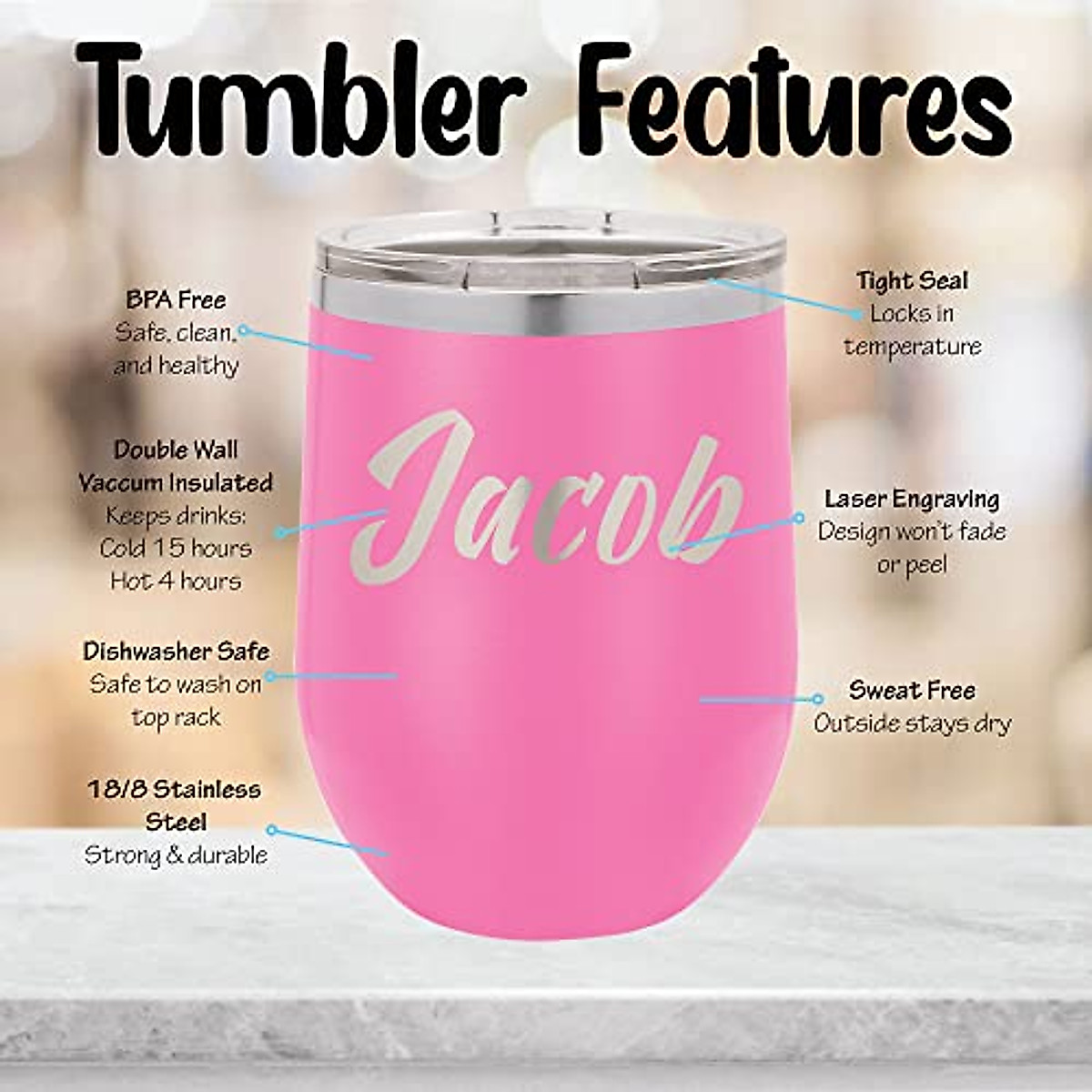 Personalized Real Housewives 12 oz Wine Glass Tumbler, Gift for Mom Stemless Wine Cup, Birthday Gift for Mother, Girl’s Gift, Gals, Laser Engraved, Vacuum Insulated, Stainless Steel, Includes Lid