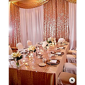 Poise3EHome Rose Gold Sequin Backdrop 2Ft x 8Ft x 2 Panels Sparkly Drape Seamless Photography Curtain for Wedding/Party