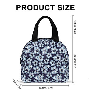 Hawaiian Flowers Insulated Lunch Bag Reusable Bento Box Cooler Tote Leakproof Containers with Ice Packs for Women Men