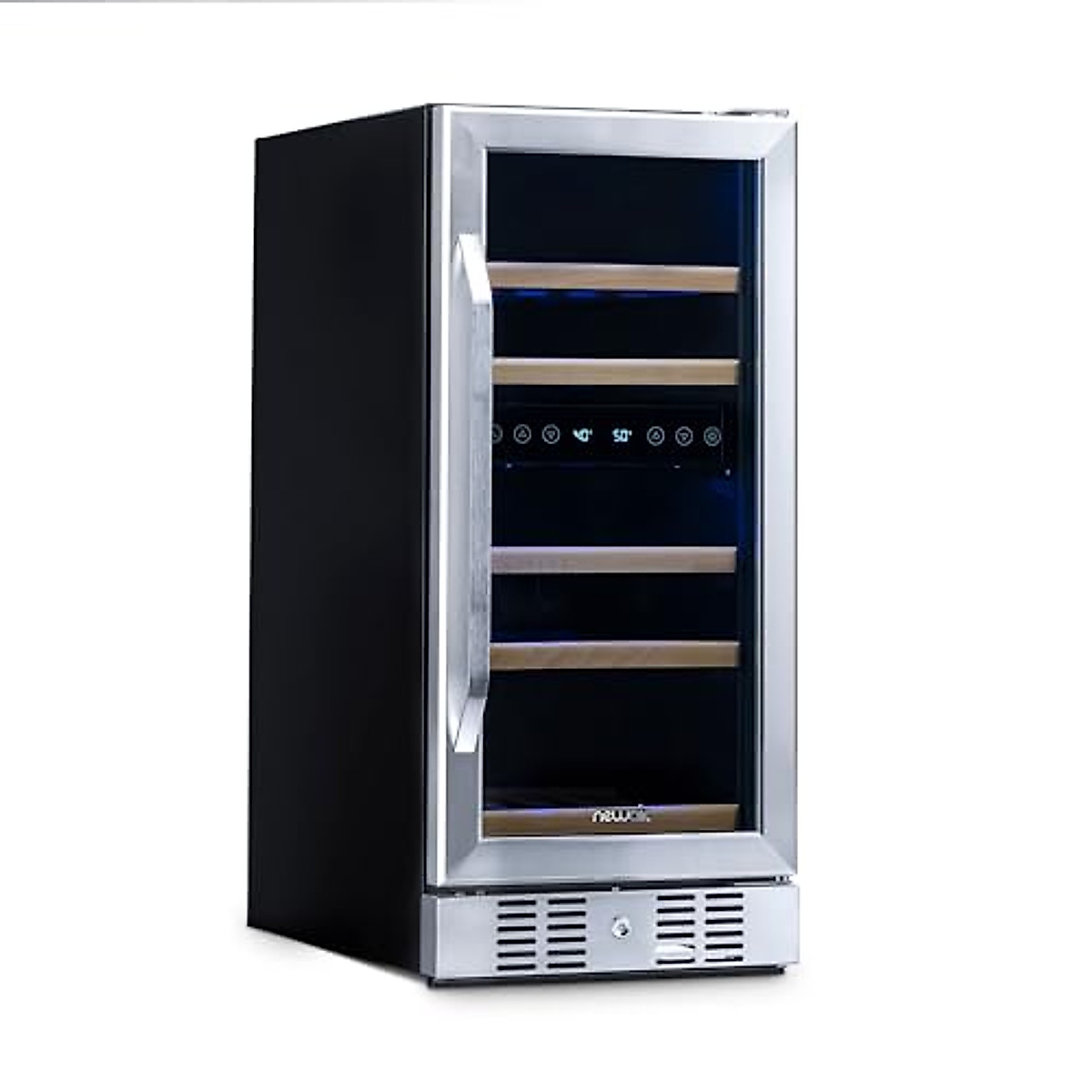 NewAir 15" Built-in or Freestanding 29 Bottle Dual Temperature Zone Wine Fridge, Quiet Operation Wine Cooler with Beech Wood Shelves, Stainless Steel Wine Cellar for Red, White, and Sparkling Wine