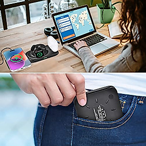 4 in 1 Magnetic Wireless Charger,Mag-Safe Charging Pad Compatible with iPhone 14 13 12 11/Pro/XS/XR/8,Samsung Galaxy,AirPods Pro, Apple Watch Fast Charger, Portable Charging Station(QC 3.0 Adapter)