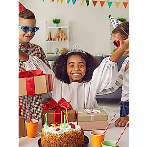 SWEETV Happy Birthday Tiara Crown for Girls & Women, Rhinestone Bday Crown with Comb, Crystal Birthday Party Hat Gift Princess Headpieces, Clear