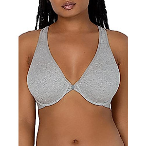 Smart & Sexy womens Comfort Cotton Front Back Close Racerback Bra, Light Grey Heather, 36D US