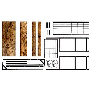 HOMEKOKO Coat Rack Shoe Bench, Hall Tree Entryway Storage Bench, Wood Look Accent Furniture with Metal Frame, 3-in-1 Design (Rustic Brown)