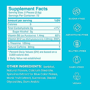 NeuroGum Energy Caffeine Mints (144 Pieces) - Sugar Free with L-theanine + Natural Caffeine + Vitamin B12 & B6 - Nootropic Energy & Focus Supplement for Women & Men - Keto & Vegan, Peppermint Flavor