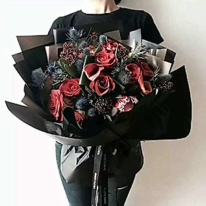 HYSSINOWRAP Florists wrapping paper handmade packaging supplies floral supplies waterproof wrapping paper DIY packaging supplies (black)